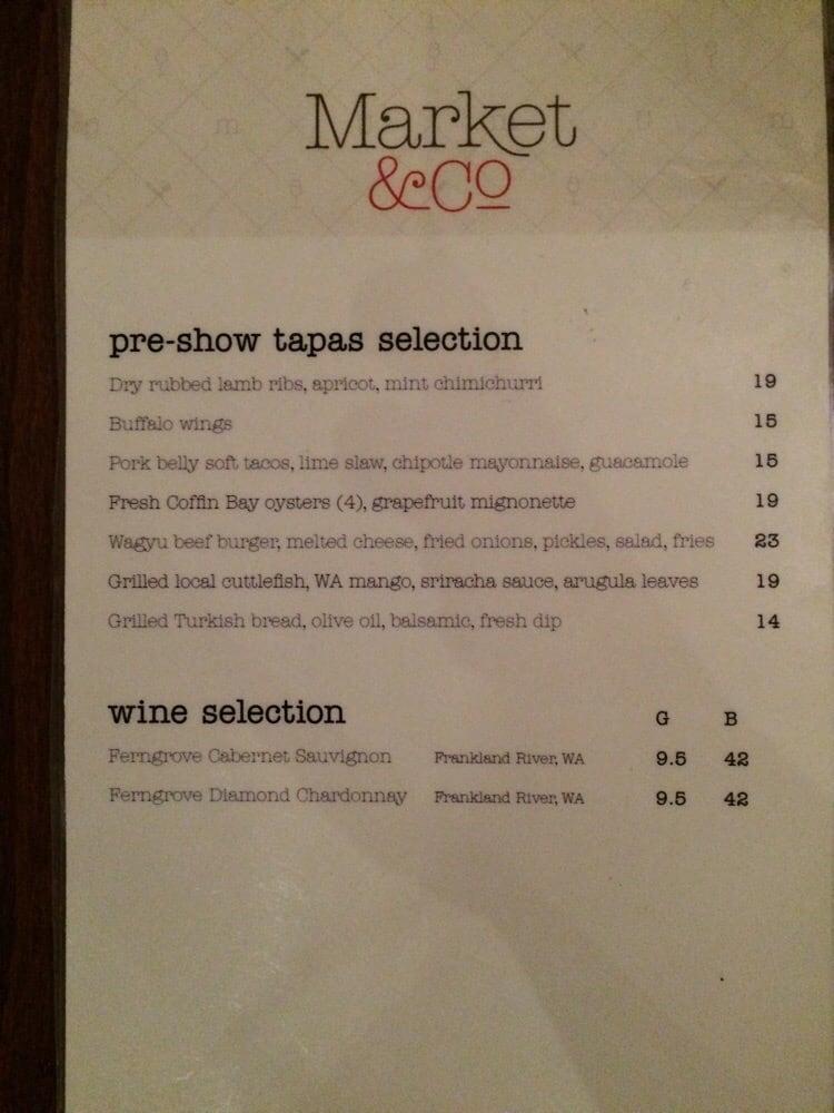 Menu at Market & Co Restaurant, Burswood, Crown Perth