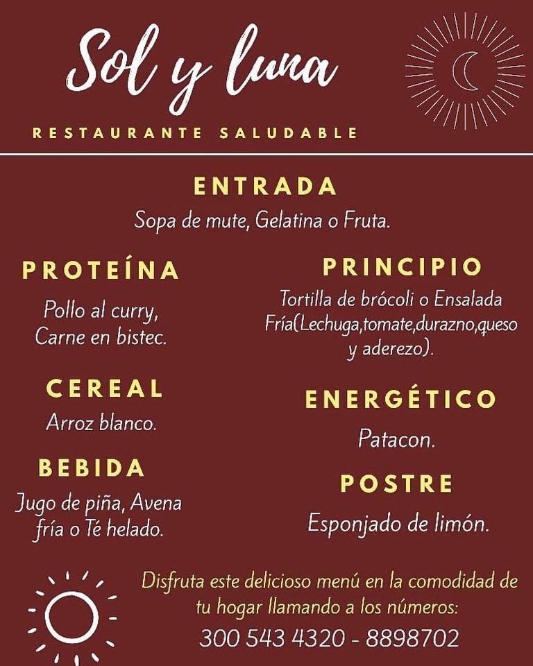 Menu at Sol y Luna Restaurante Saludable, El Tejar