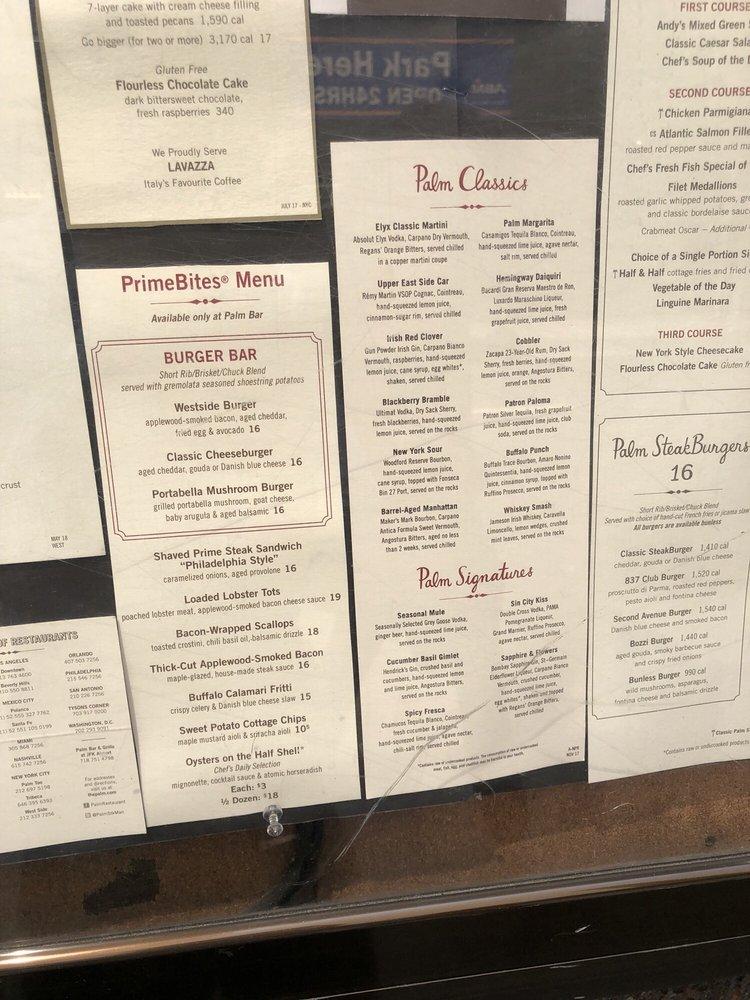 Menu at The Palm – New York steakhouse, West New York, 250 W 50th St