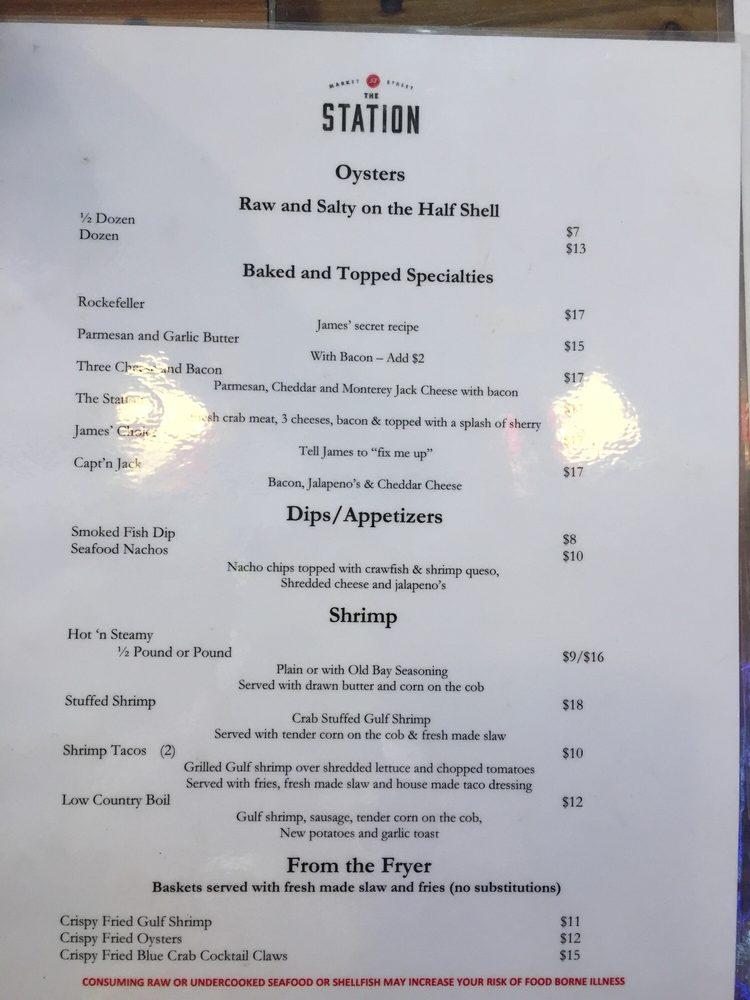 Menu at The Station Raw Bar & Liquor Store, Apalachicola