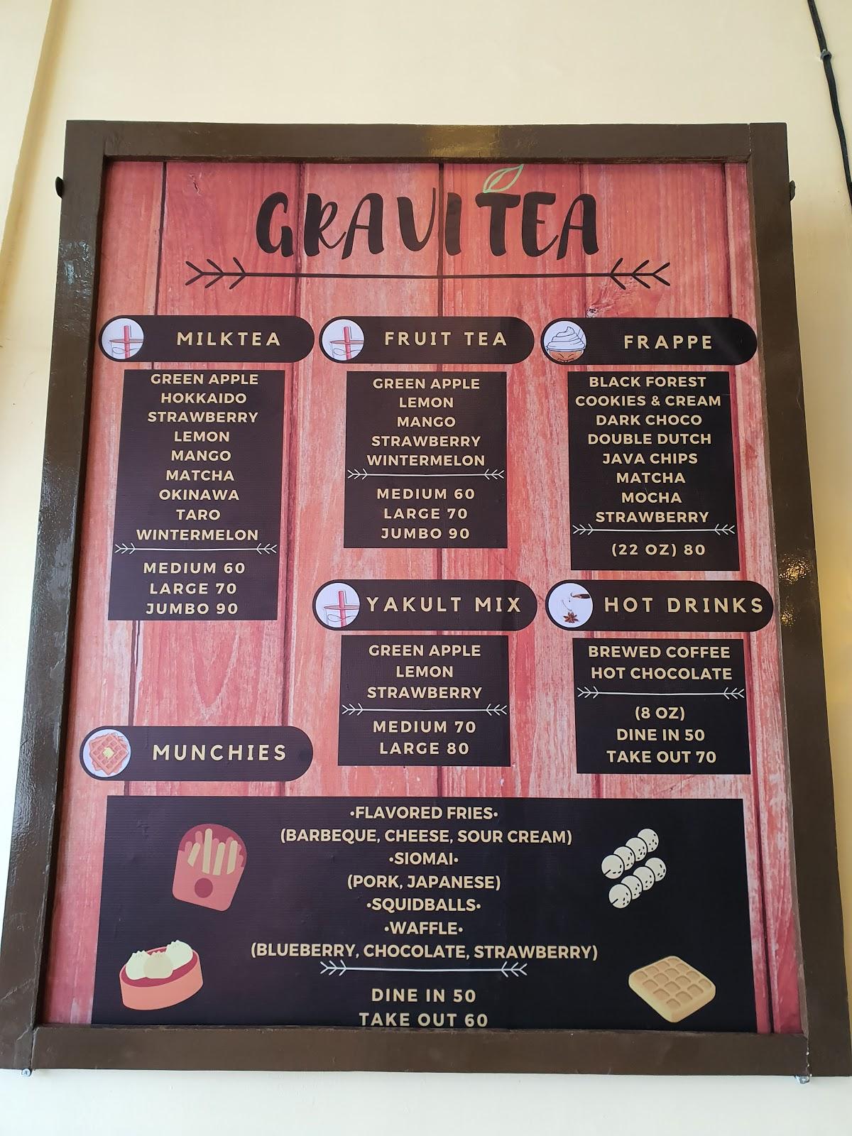 Menu at GRAVITEA cafe, Ilagan City