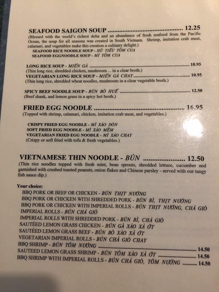 Menu at Hale Vietnam Restaurant, Honolulu