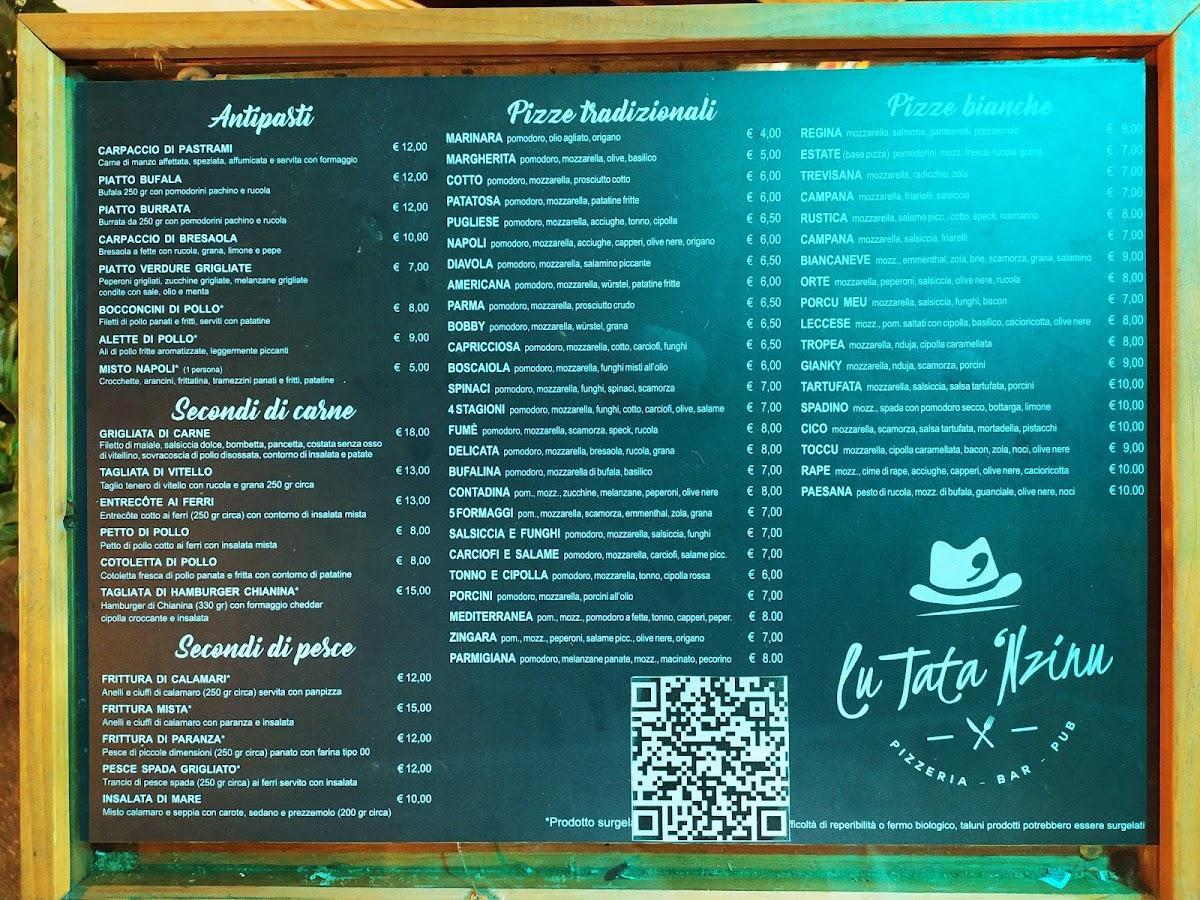 Menu at Lu Tata N'zinu restaurant, Otranto