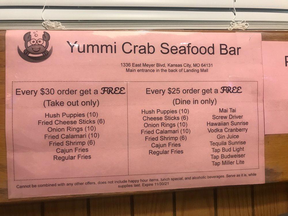 Menu at Yummi Crab pub & bar, Kansas City