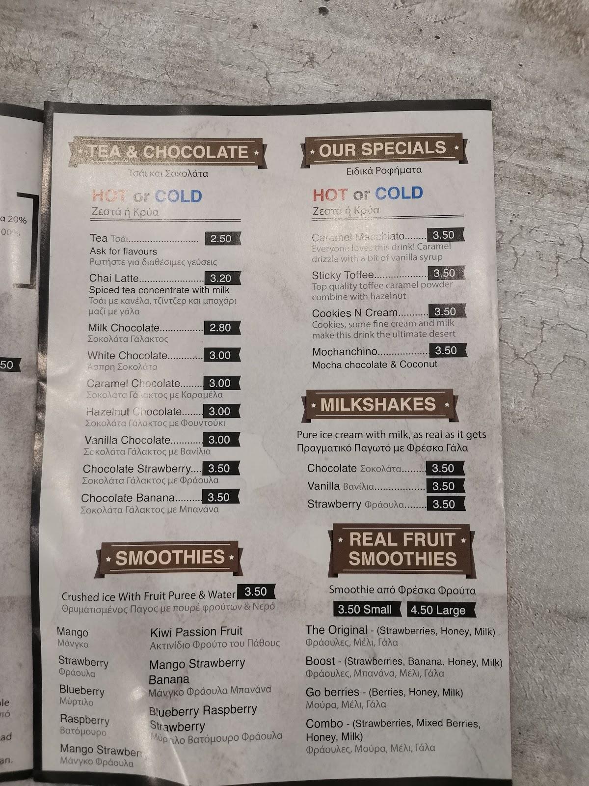 Menu at Cafe Route 66, Meneou