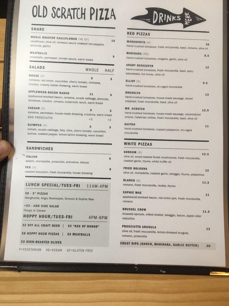 Menu at Old Scratch Pizza & Beer pub & bar, Dayton, 812 S Patterson Blvd