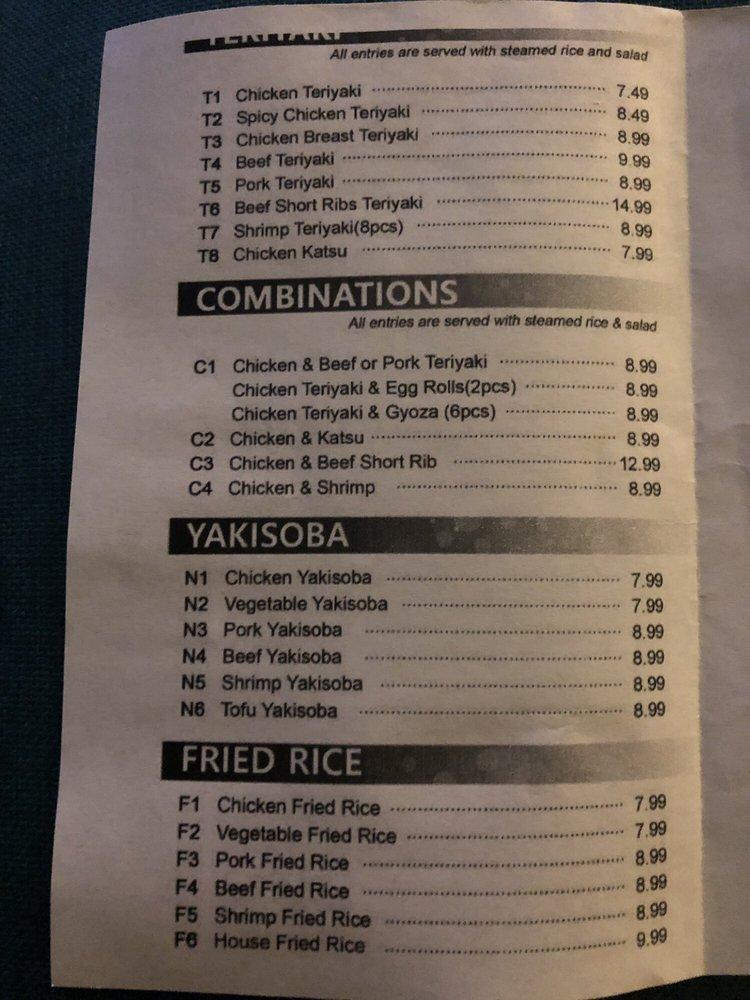 Menu at Teriyaki House restaurant, Federal Way