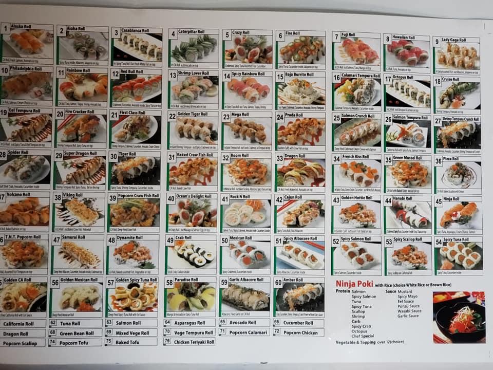 Menu at Ninja Sushi restaurant, Apple Valley, Apple Valley Rd #116