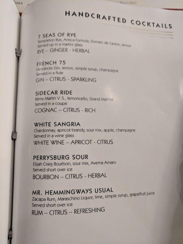 Menu at Benchmark Restaurant, Perrysburg