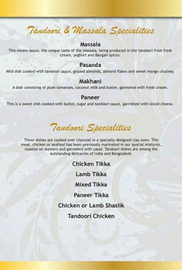 Menu at La Pondicherry restaurant, Rotherham