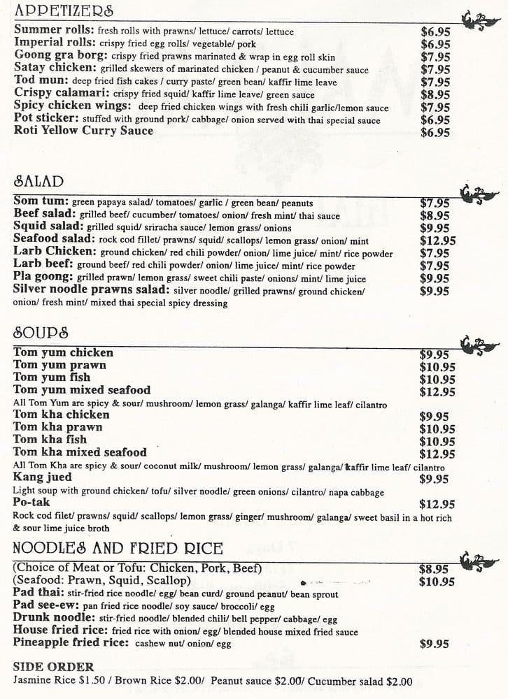 Menu at Mai Thai 2 restaurant, Concord