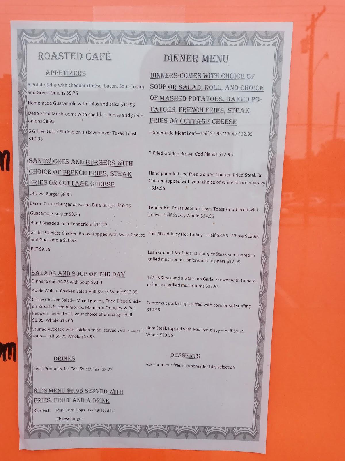 Menu at Roasted Cafe, Ottawa
