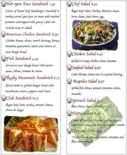 Menu at Acapulco Bay restaurant, Fort Morgan