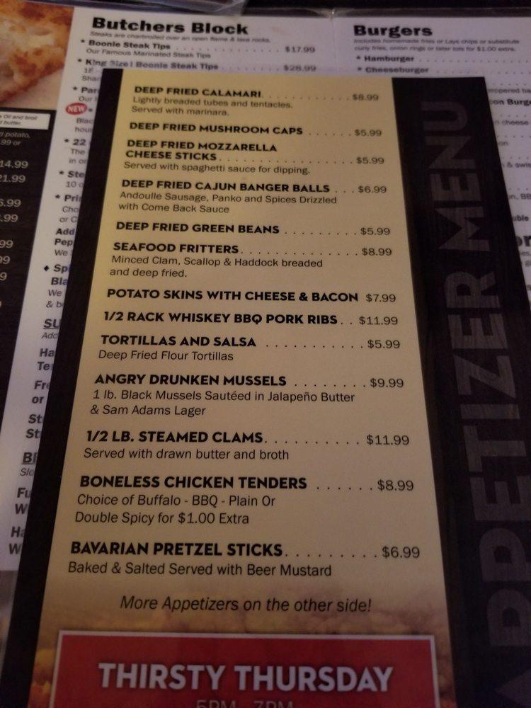 Menu at Boondocks Grille steakhouse, Fort Fairfield