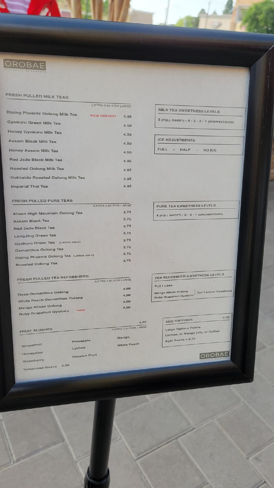 Menu at OROBAE restaurant, Irvine