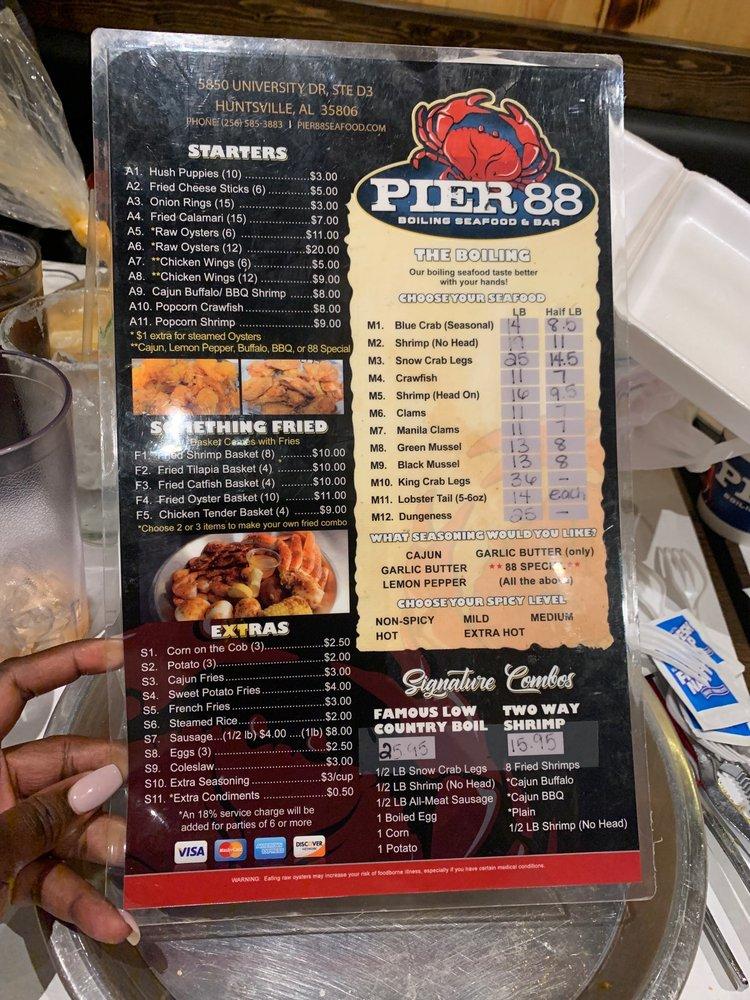 Menu at Pier 88 Boiling Seafood & Bar Huntsville, Huntsville