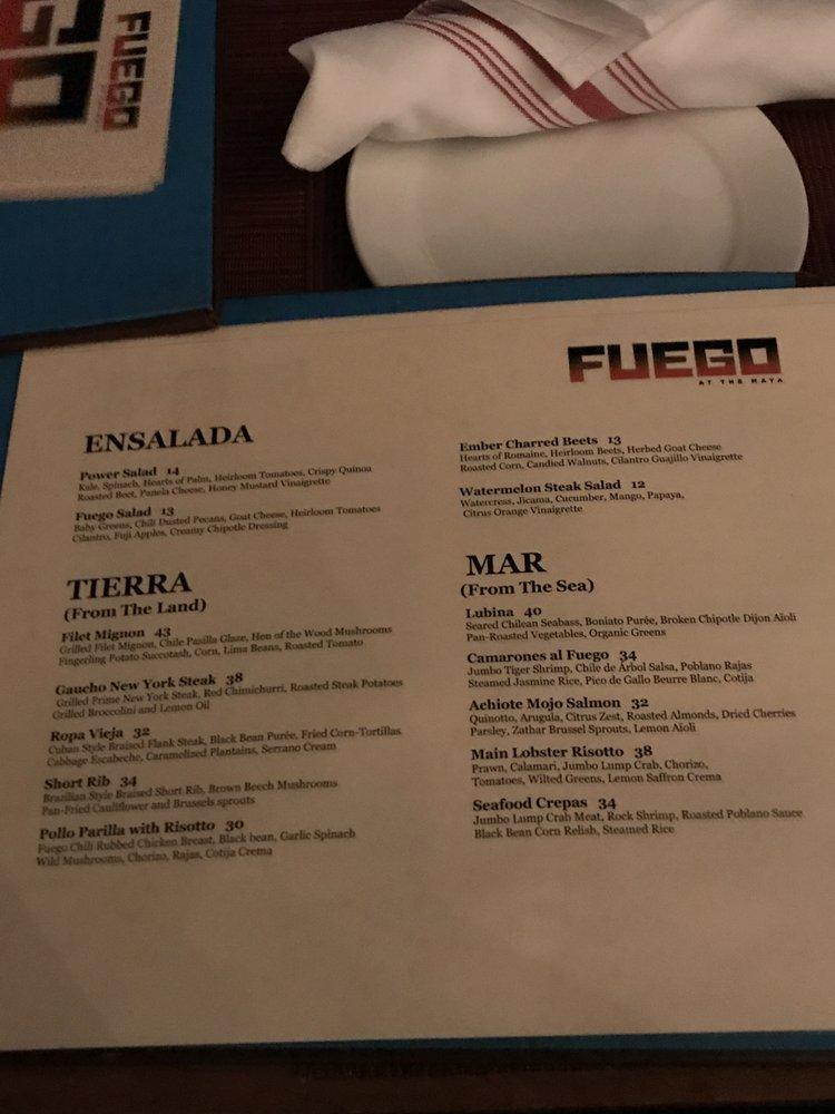 Menu at Fuego Restaurant, Long Beach
