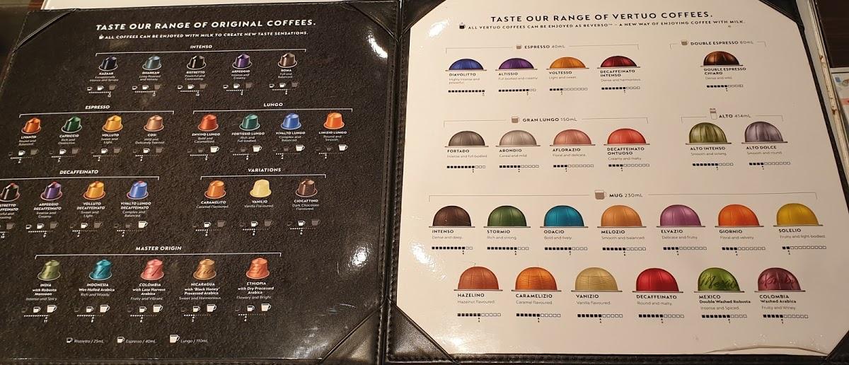 Menu at Nespresso Pop Up Boutique HighPoint, Maribyrnong