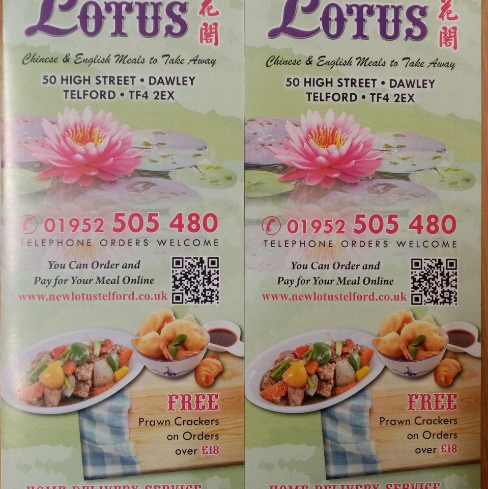 Menu at New Lotus fast food, Telford