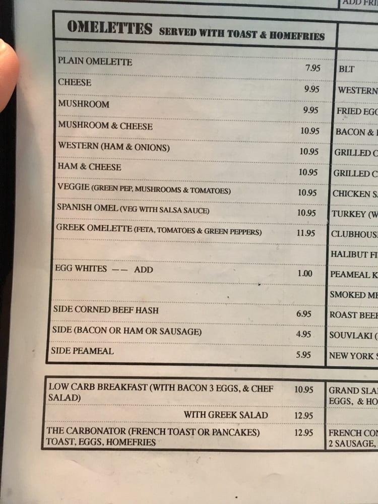 Menu at Times Square Diner restaurant, Toronto