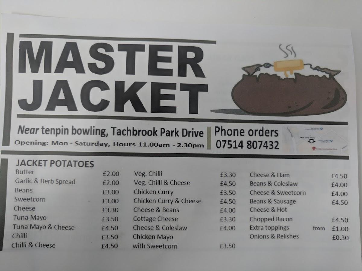 Menu at Jack Potato cafe, Royal Leamington Spa