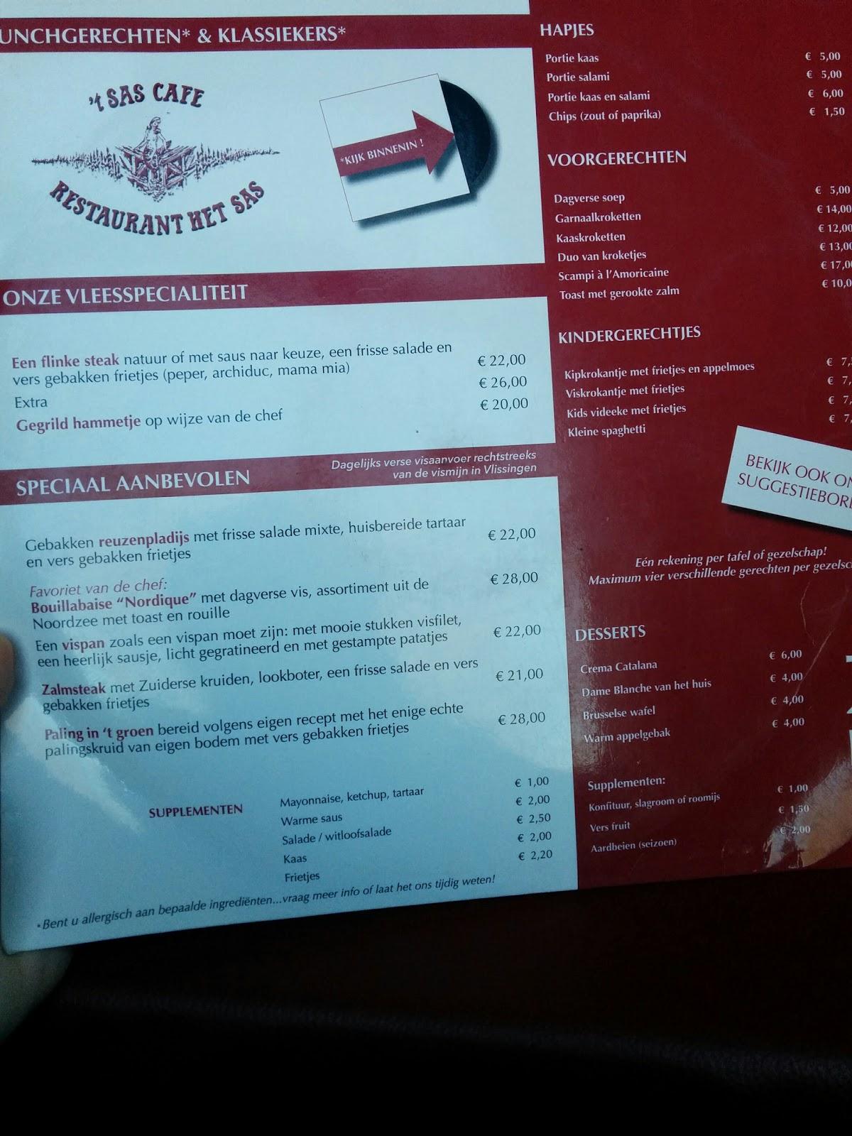Menu at 't Sas, Bornem