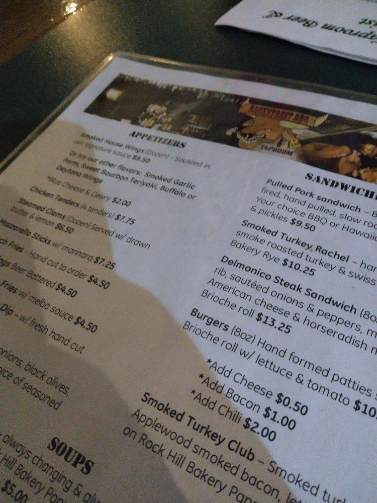 Menu at Back Street BBQ, Lake George