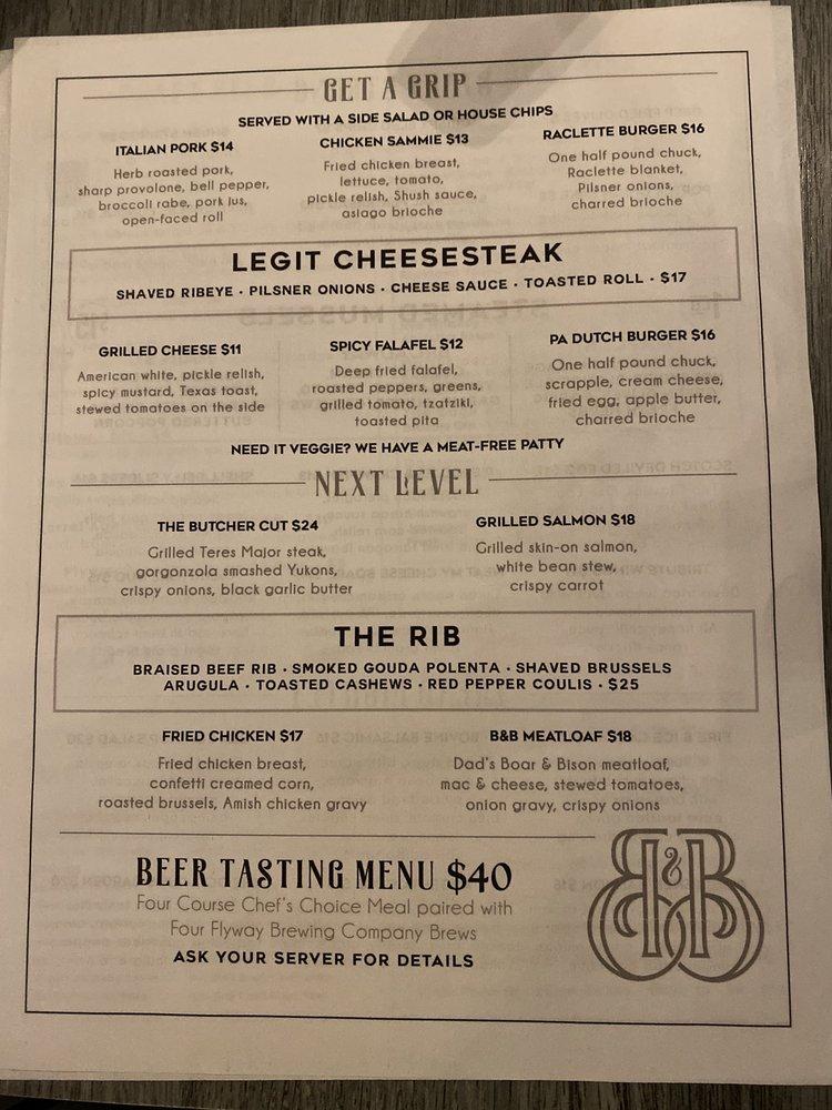 Menu at Brood & Barley, North Little Rock