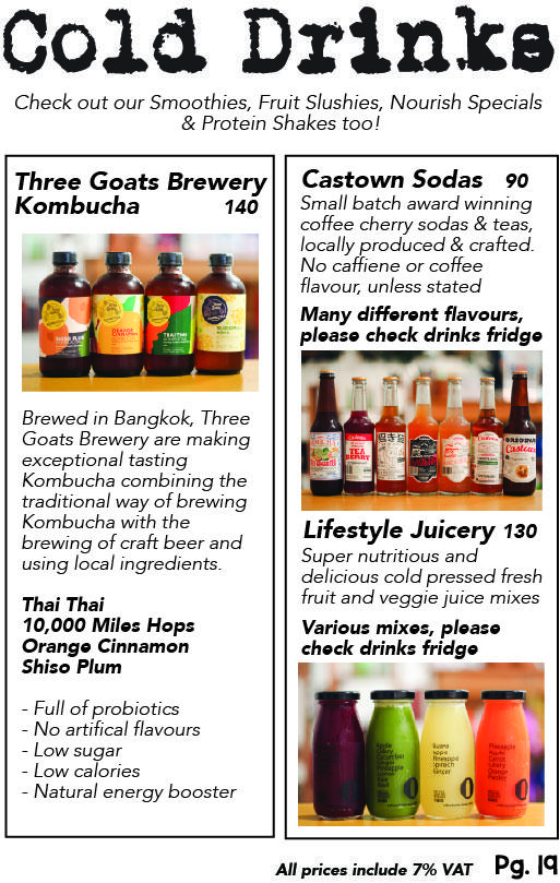 Menu at Nourish Café Bangkok restaurant, Bangkok, 137