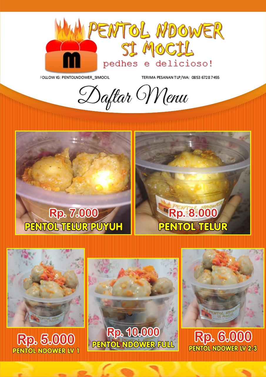 Menu at Pentol Ndower Simocil cafe, Talang Jawa