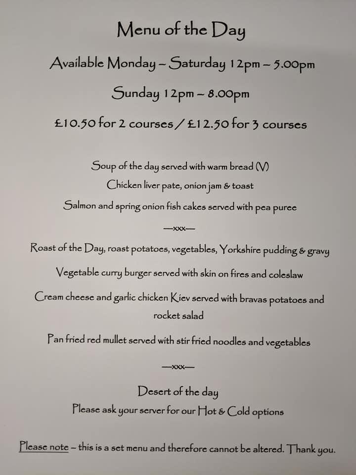 Menu at Puckersley Inn pub & bar, Oldham