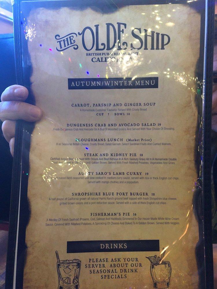 Menu at The Olde Ship pub & bar, Fullerton