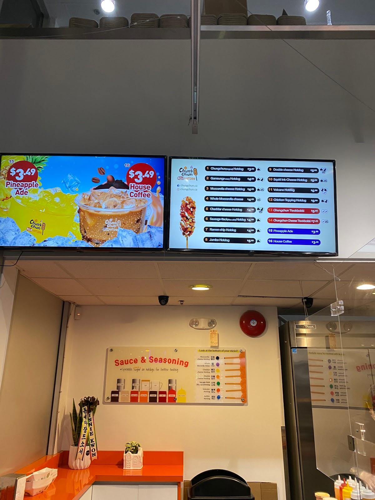 Menu at Chung Chun Rice Hot Dog fast food, Vancouver