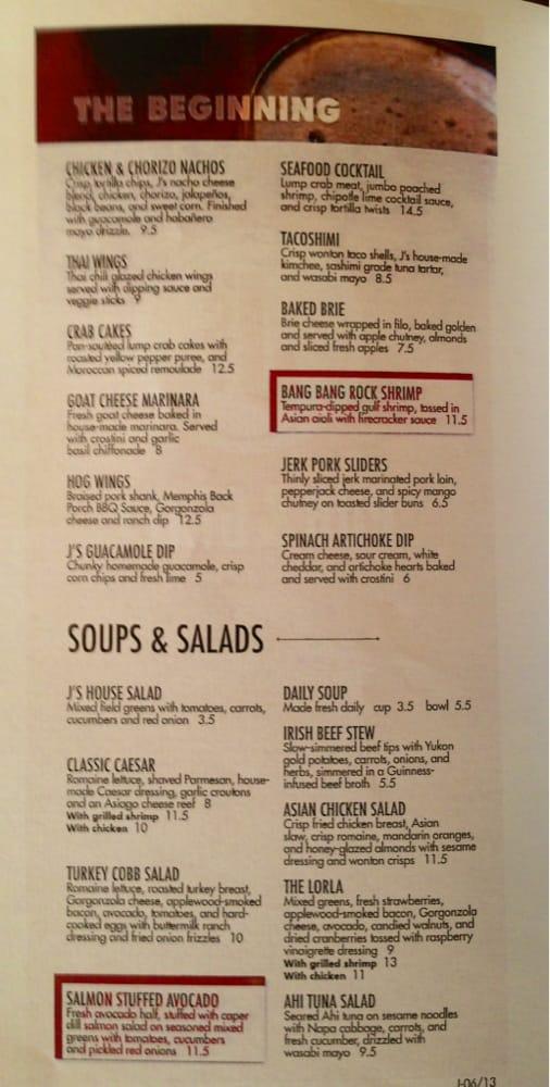 Menu at J's Pub & Grill, Casper