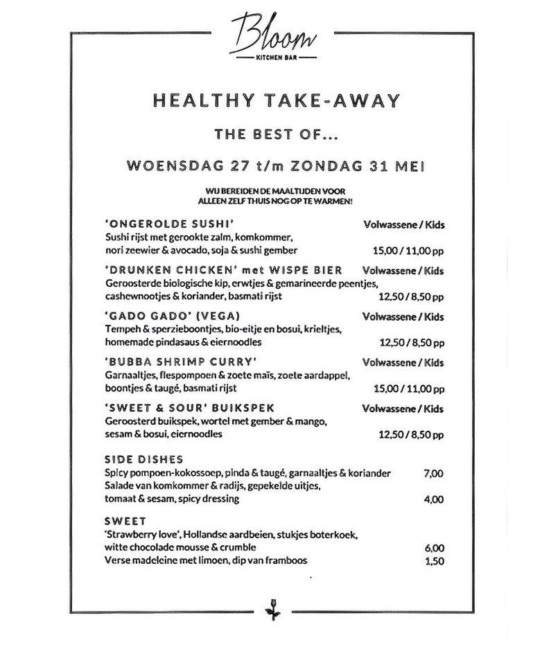 Menu at BLOOM kitchen bar, Weesp
