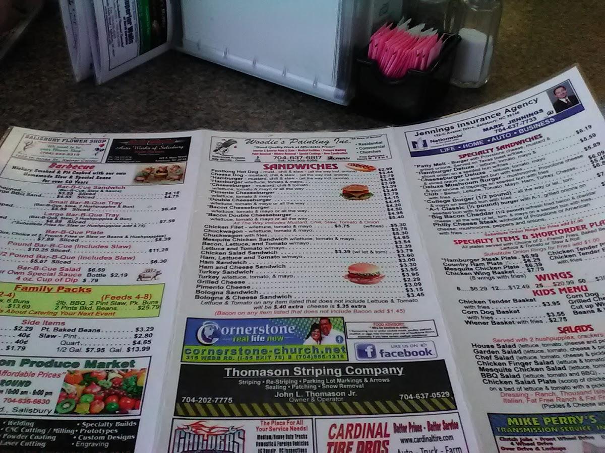 Menu at College Barbecue, Salisbury
