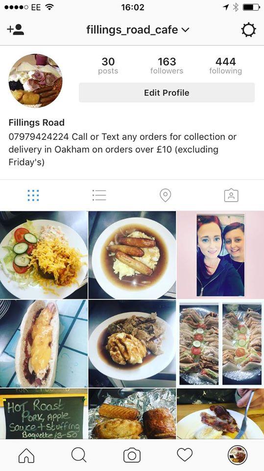 Menu at Fillings Road Cafe, Oakham