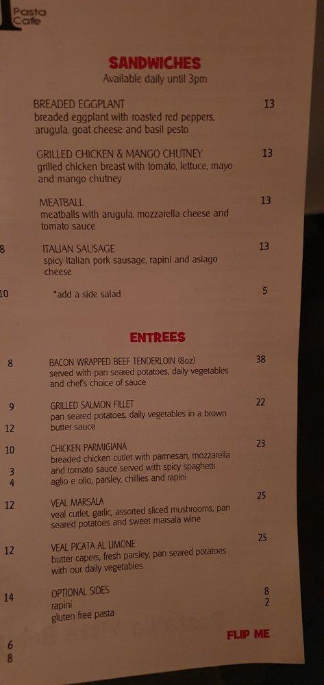 Menu at Queen's Pasta Cafe, Toronto, Bloor St W
