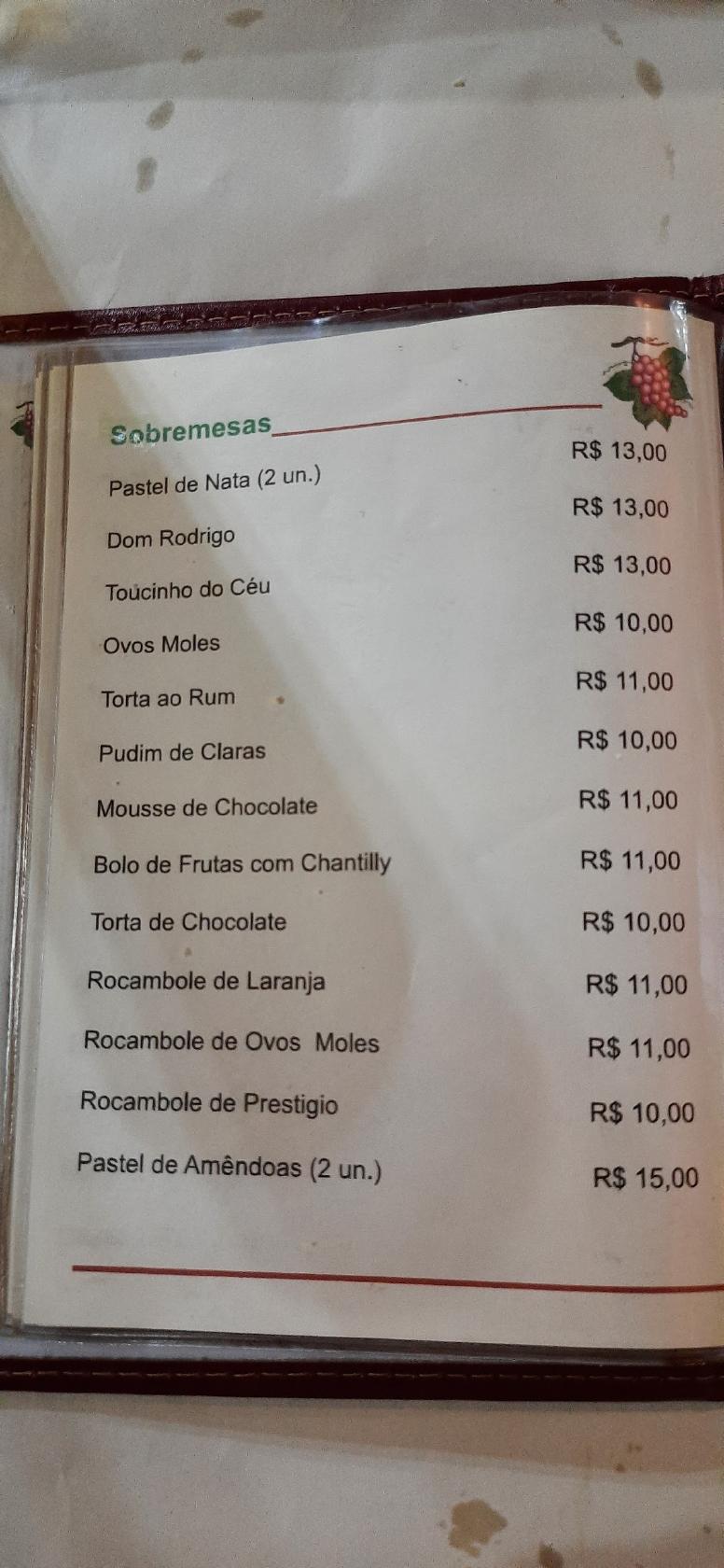 Menu em Parrô do Valentim restaurante, Petrópolis