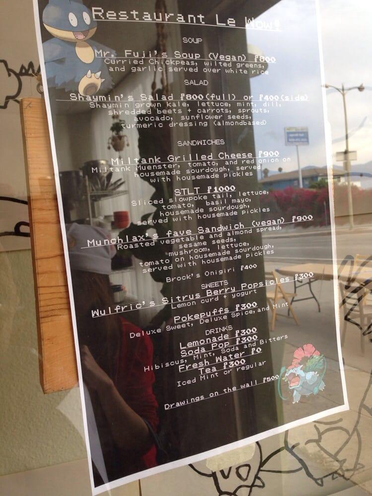 Menu at Thank You for Coming restaurant, Los Angeles