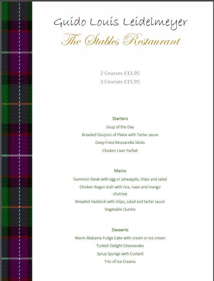 Menu at The Stables Bar & Restaurant, Fenwick
