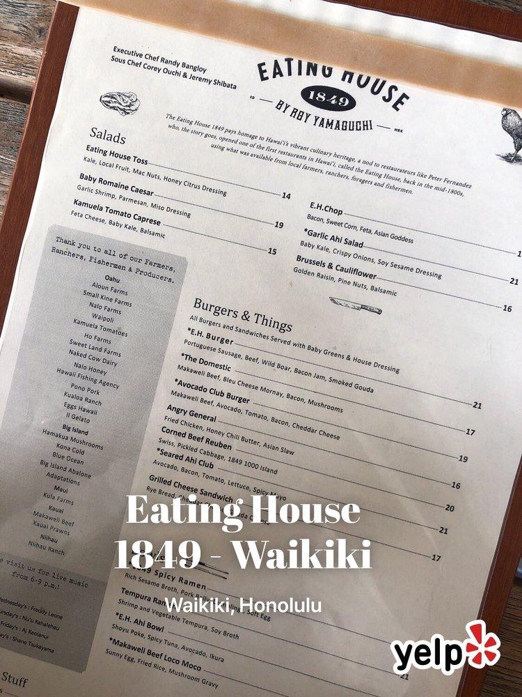 Menu at Eating House 1849 Waikiki - International Market Place ...