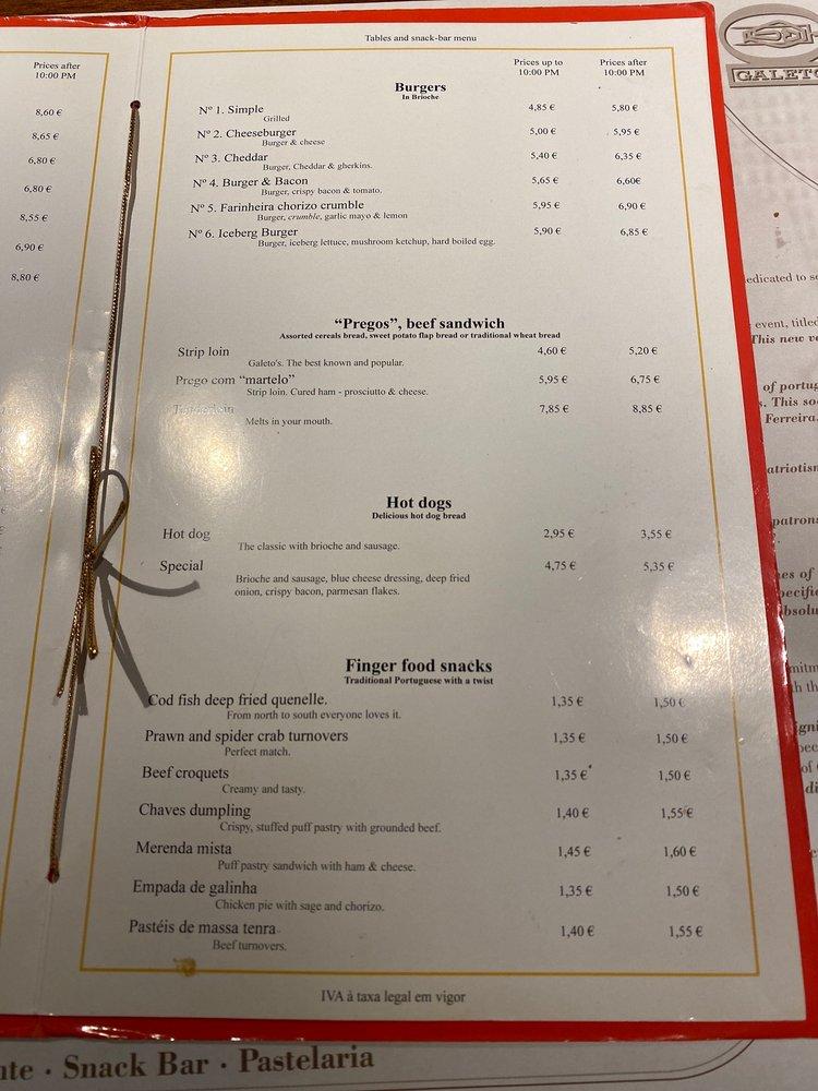 Menu em Galeto restaurante, Lisboa
