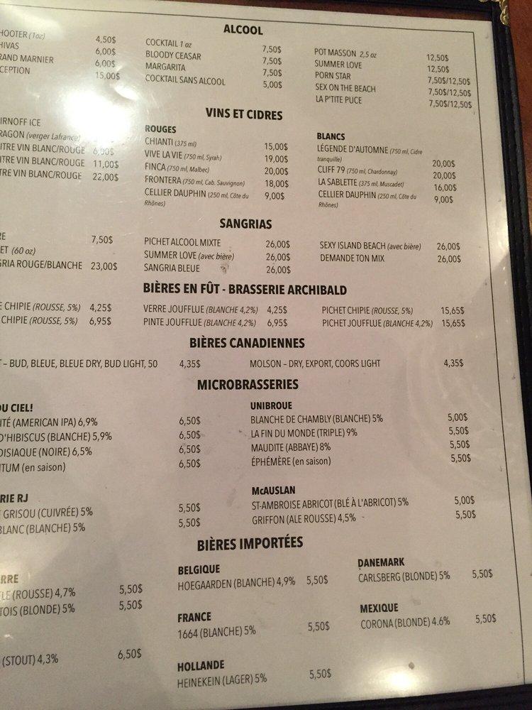 Menu at Astoria Bistro Café, Saint-Eustache, 105 Rue Saint-Eustache