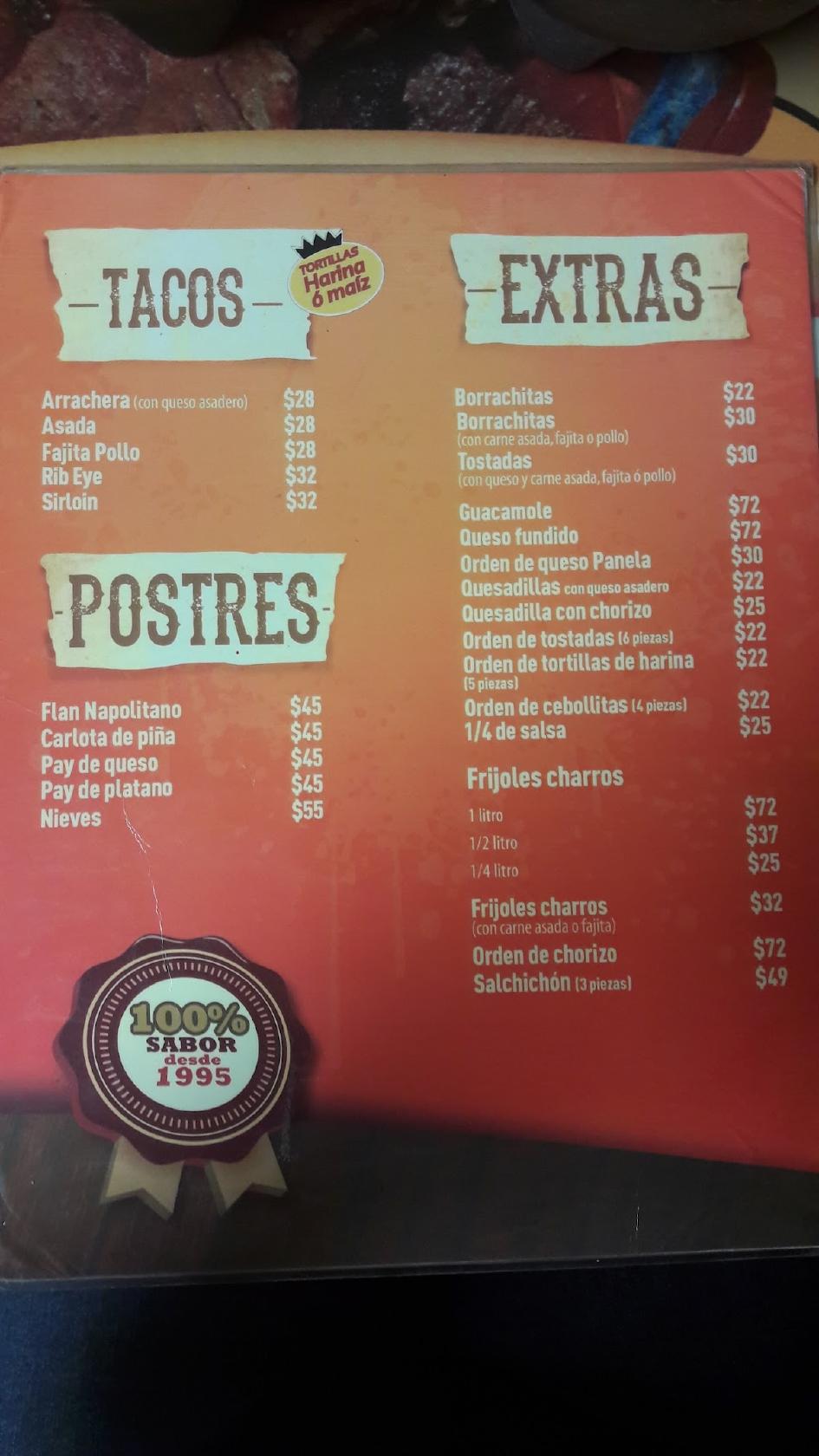 Menu at Fausto's Tacos Grill restaurant, Ciudad Madero, 6A. Avenida 102
