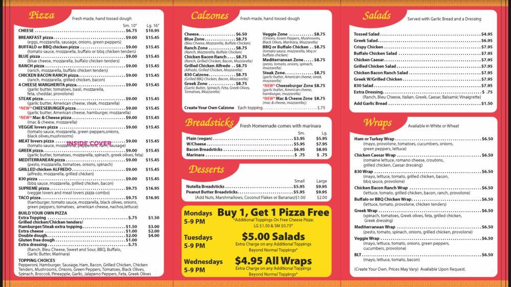 Menu at OHOP Orono House of Pizza pizzeria, Orono