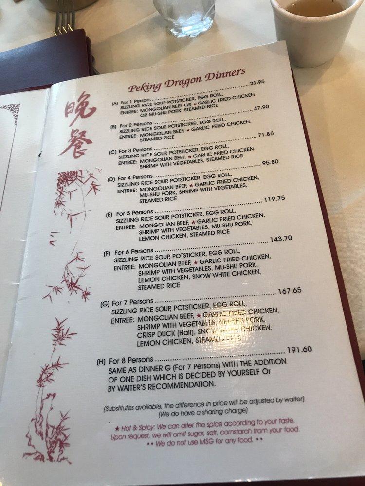 Menu at Peking Dragon Restaurant, Dana Point