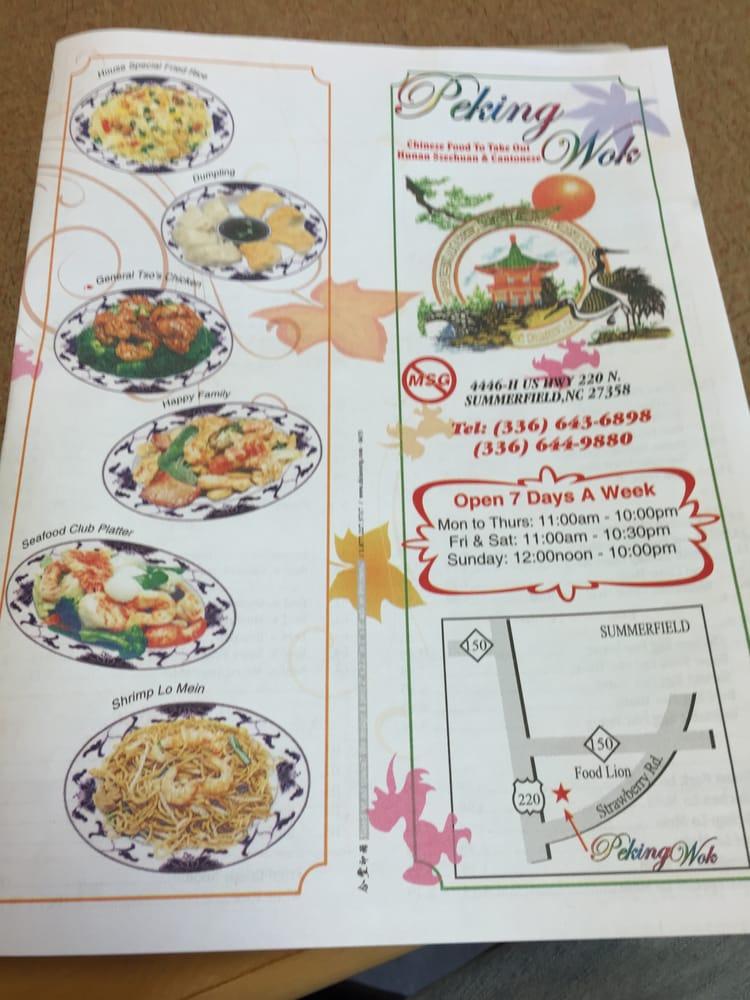 Menu at Peking Wok restaurant, Summerfield