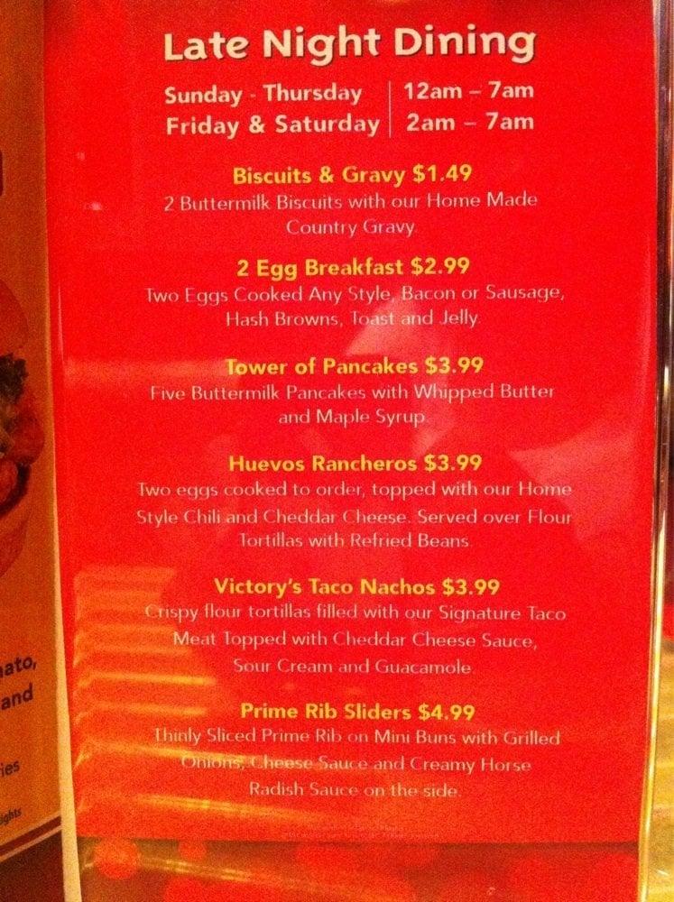 Menu at Victory's Cafe, North Las Vegas