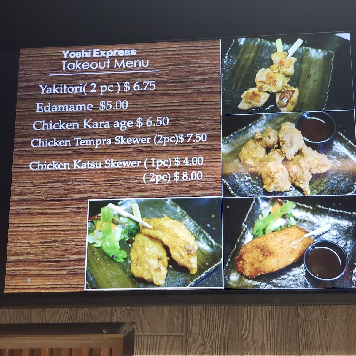 Menu at Yoshi Express restaurant, Edmonton